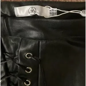 Missguided | Pants & Jumpsuits | Missguided Lace Up Leather Trousers ...
